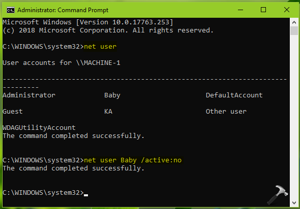 [how To] Enable Disable User Account In Windows 10